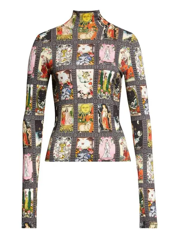 Alice + Olivia Delaina Mock Neck Mesh Top - Enchanted Tarot
