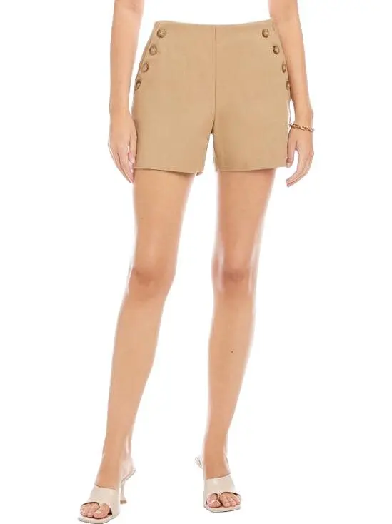 Fifteen Twenty Button Detailed Cotton Twill Shorts - Khaki