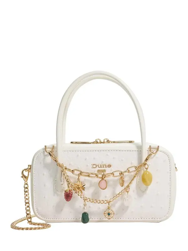 Dune London Leather Top Handle Bag With Charms - White