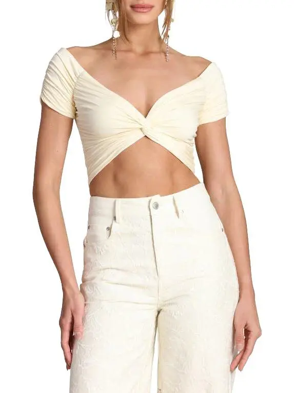 Avec Les Filles Off-the-shoulder Crop Top - Cream