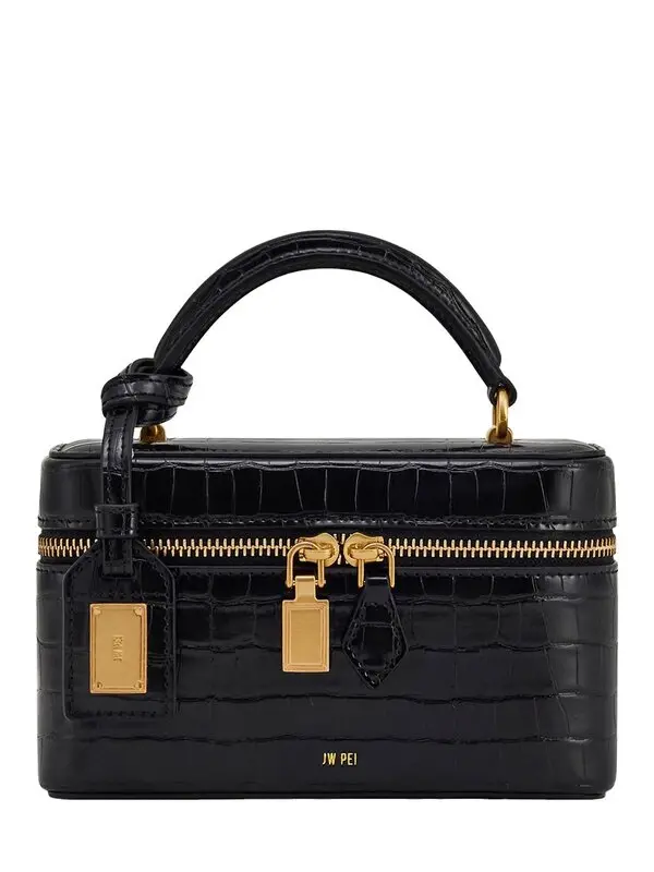 Jw Pei Cleo Faux Leather Train Case - Black Croc