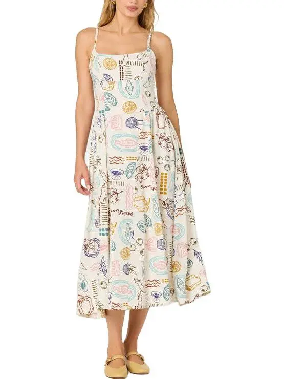 Astr The Label Ansley Mixed Print Dress - Off White Picnic