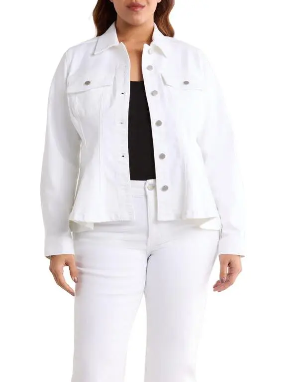 LIVERPOOL Fit & Flare Trucker Jacket - Bright White