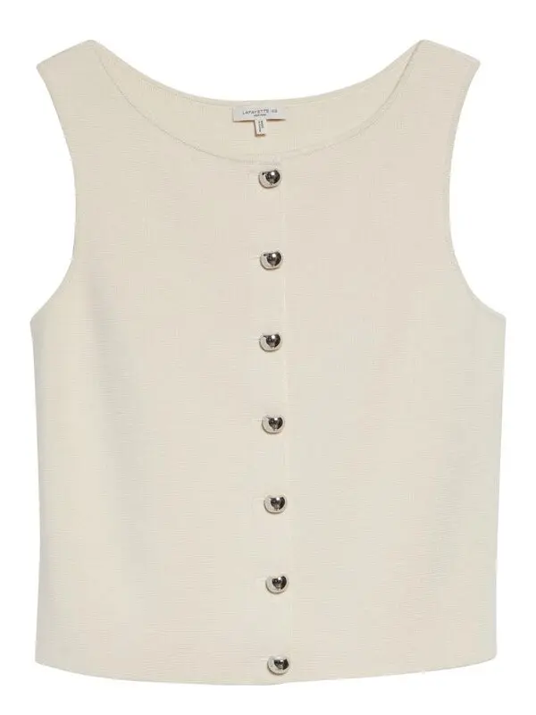 Lafayette 148 New York Button-front Sweater Vest - Ecru