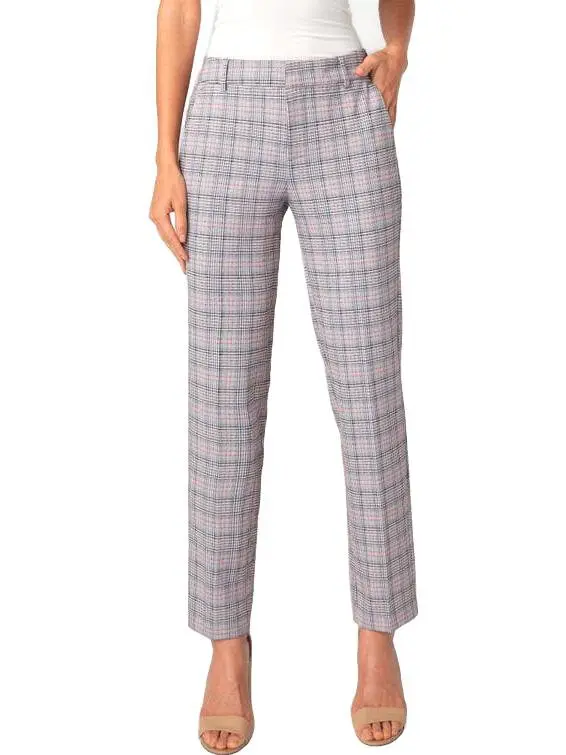 LIVERPOOL Kelsey Plaid Tapered Pants - Grey/blush Plaid