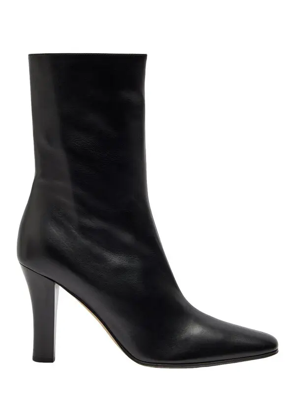 THE ROW Mona 80 Leather Mid-calf Boots - Black