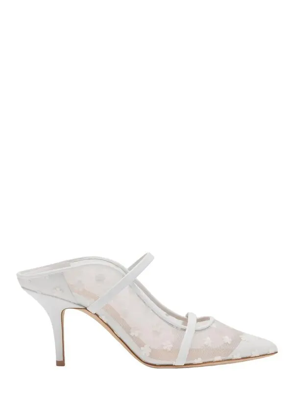 MALONE SOULIERS Maureen 70 Floral-mesh Heeled Mules - White