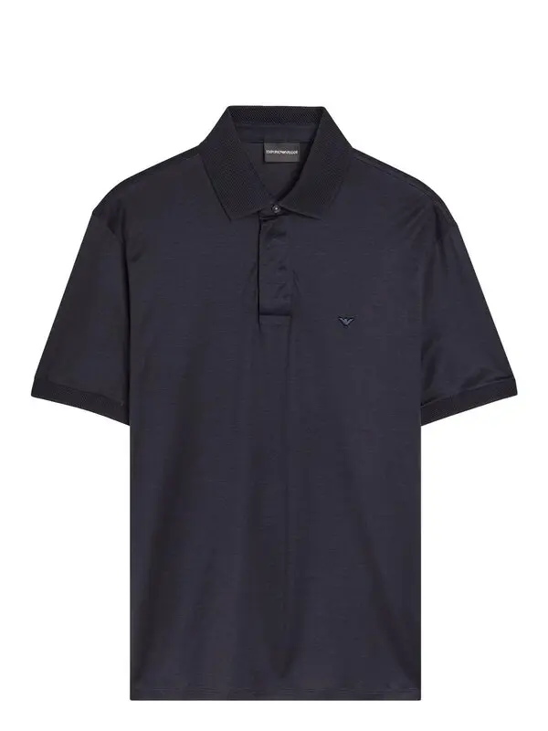 Emporio Armani Logo-embroidered Jersey Polo Shirt - Navy