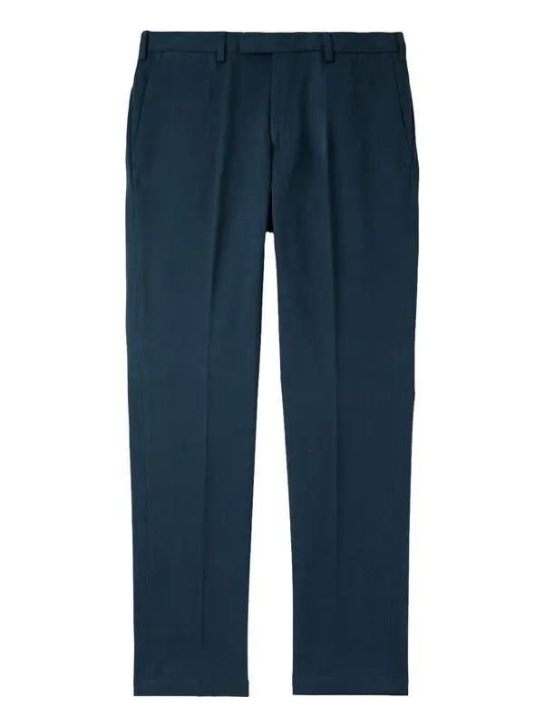 Thom Sweeney Straight-leg Cotton-twill Trousers - Blue