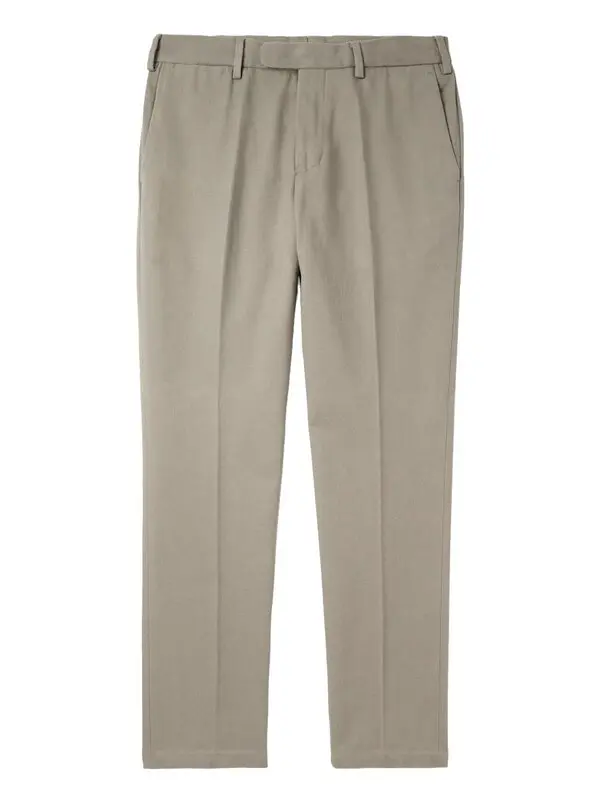 Thom Sweeney Straight-leg Cotton-twill Trousers - Neutrals
