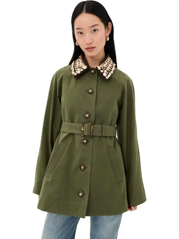 Veronica Beard Langham Dickey Coat - Stone Army