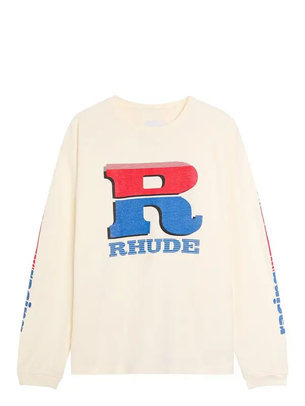 Rhude Split Petrol Logo-print Cotton T-shirt - White