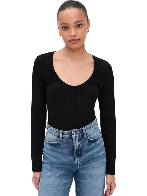 L'Agence Cassandra Long Sleeve Bodysuit - Black