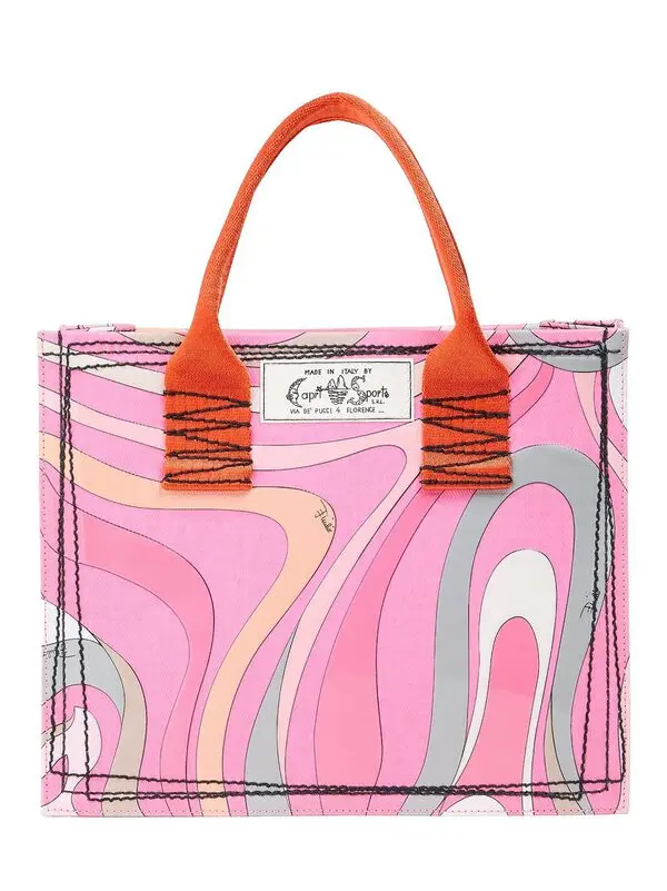 Emilio Pucci Leather-trimmed Printed Twill Tote - Pink