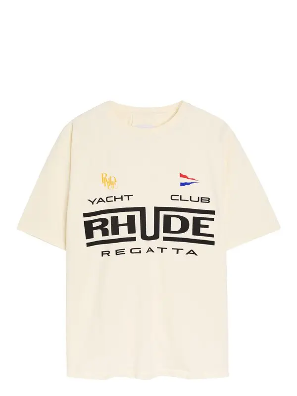 Rhude Regatta Printed Cotton T-shirt - White