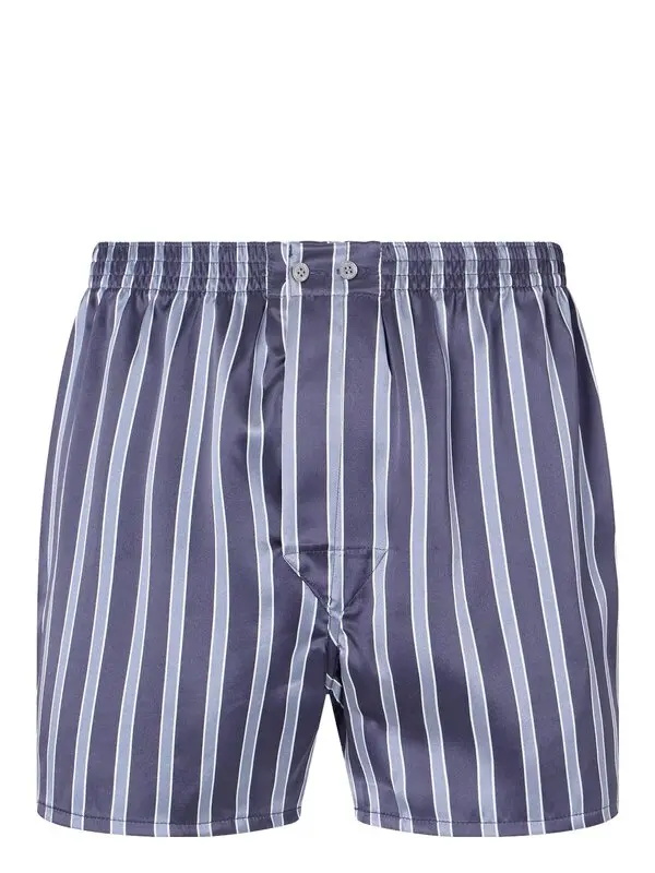 Derek Rose Striped Silk-satin Boxer Shorts - Blue