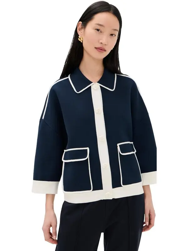 Essentiel Antwerp Jugly Knit Cardigan - Classic Navy