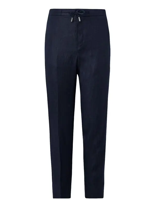 Mr P. James Slimfit Linentwill Drawstring Pants - Midnight Blue