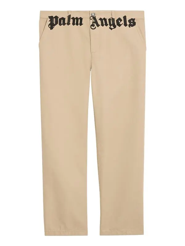 Palm Angels Printed Cottontwill Chinos - Sand