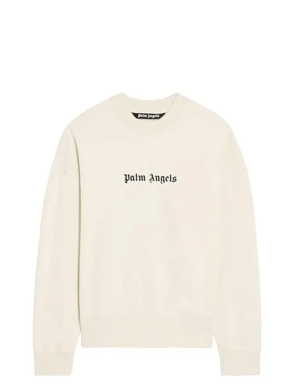 Palm Angels Logo-print Cotton-terry Sweatshirt - Ecru