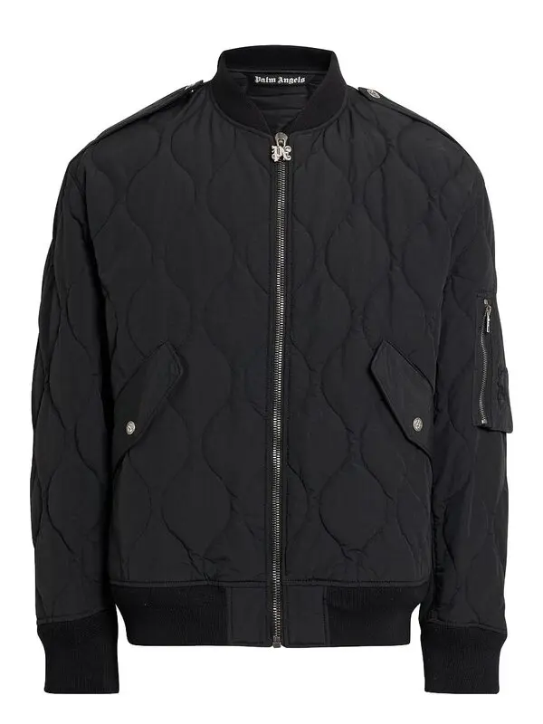 Palm Angels Quilted Shell Bomber Jacket - Black