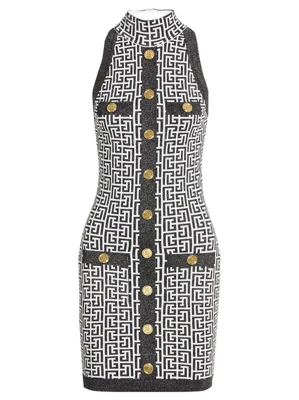 Balmain Embellished Metallic Jacquard-knit Mini Dress - Off-white