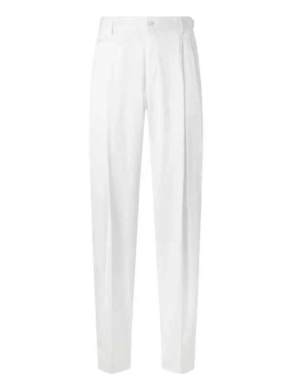 Dolce & Gabbana Straight-leg Pleated Cotton-twill Trousers - White