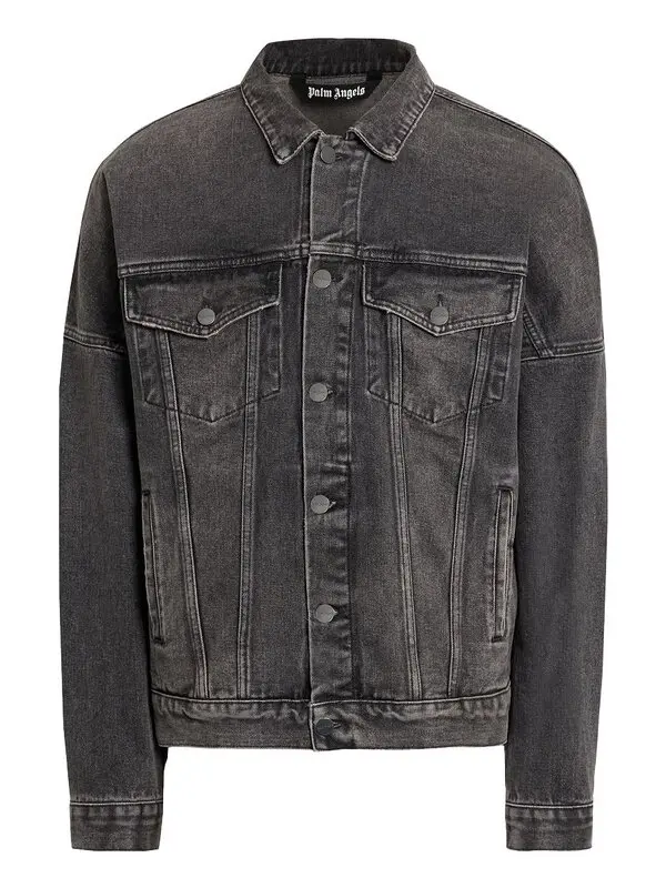Palm Angels Logo-print Denim Jacket - Charcoal