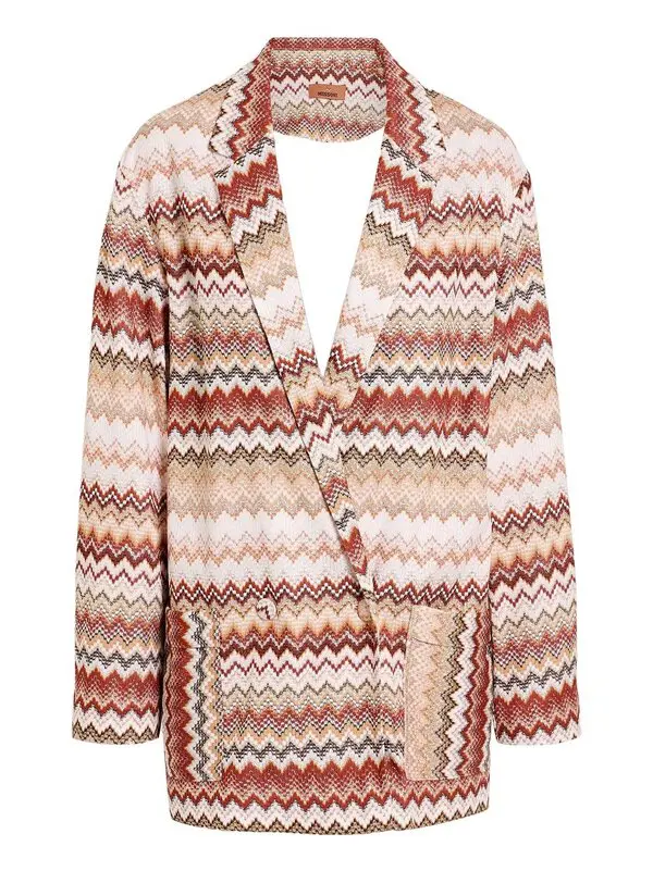 Missoni Metallic Crochet-knit Double-breasted Blazer - Brown