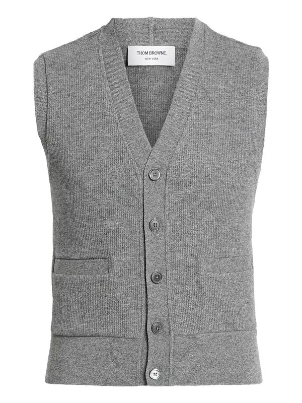Thom Browne Waffle-knit Cashmere Vest - Gray