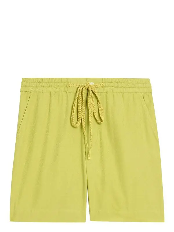 THE ELDER STATESMAN Cotton And Silk-blend Jacquard Drawstring Shorts - Chartreuse