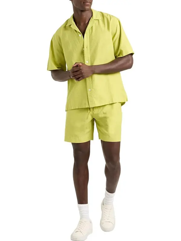 THE ELDER STATESMAN Cotton And Silk-blend Jacquard Drawstring Shorts - Chartreuse