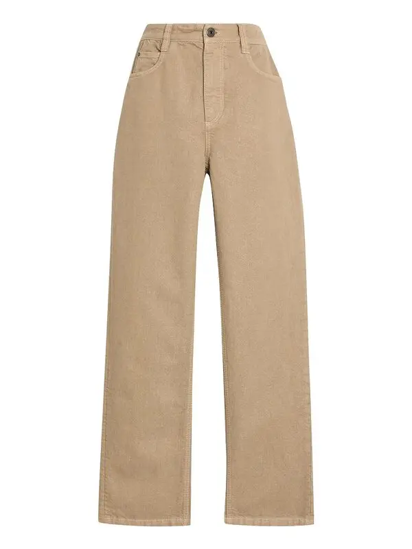 Brunello Cucinelli Metallic High-rise Straight-leg Jeans - Sand