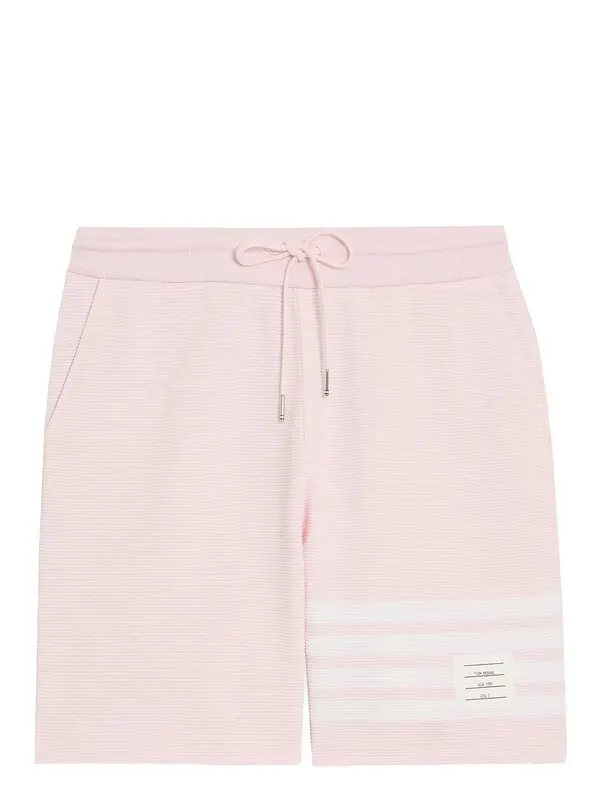 Thom Browne Striped Ribbed Cotton Shorts - Baby Pink