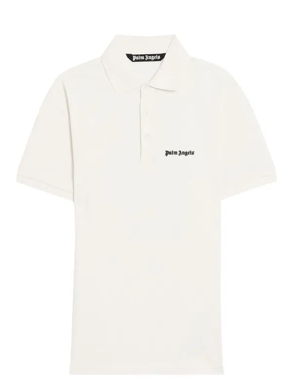 Palm Angels Embroidered Cottonpiqué Polo Shirt - Off-white