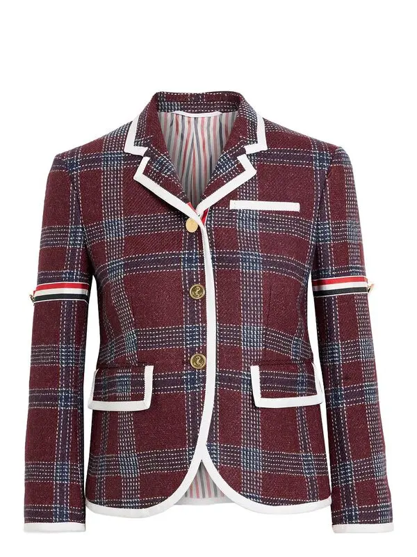 Thom Browne Checked Wool-tweed Blazer - Burgundy