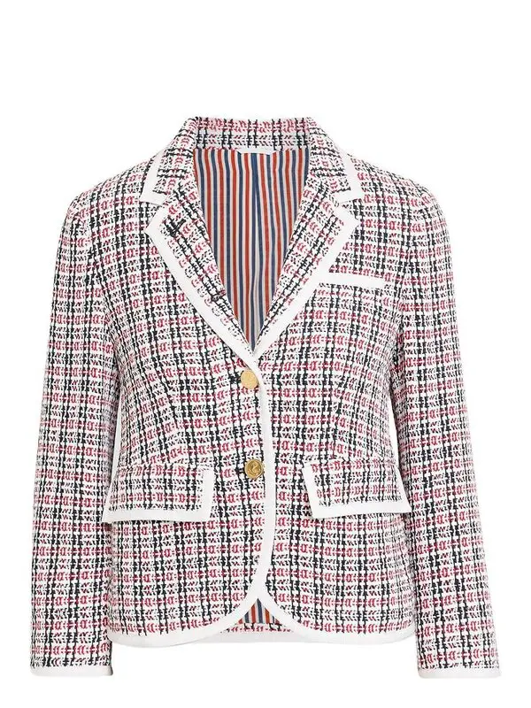 Thom Browne Grosgrain-trimmed Cotton-tweed Blazer - White