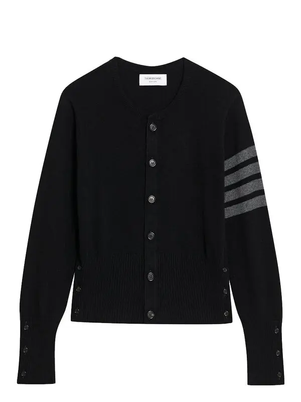 Thom Browne Striped Cashmere Cardigan - Black