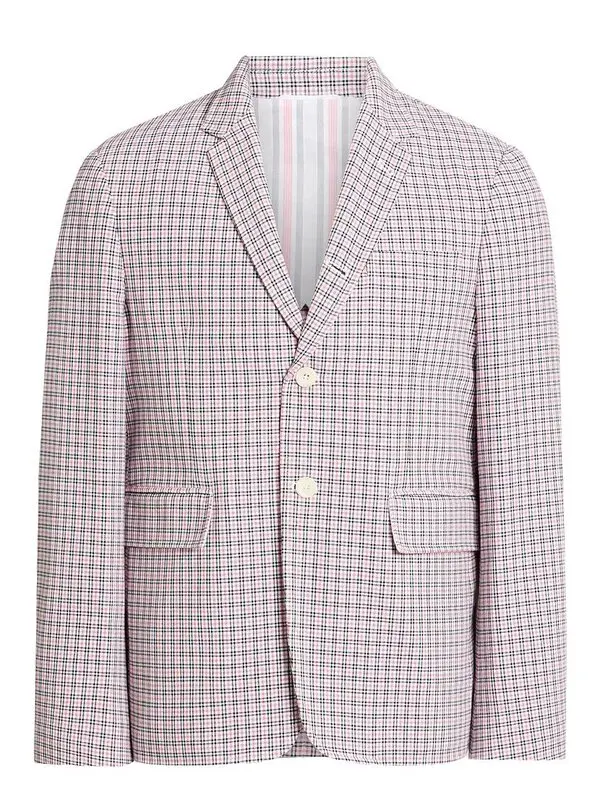 Thom Browne Checked Cottonblend Blazer - Red
