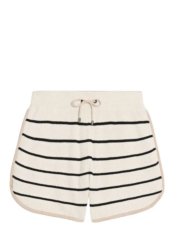 Brunello Cucinelli Striped Ribbed Cotton Shorts - Ecru
