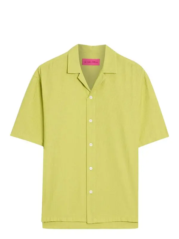 THE ELDER STATESMAN Cotton And Silkblend Jacquard Shirt - Chartreuse