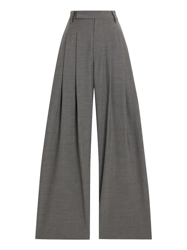 Brunello Cucinelli Wool-blend Wide-leg Pants - Gray