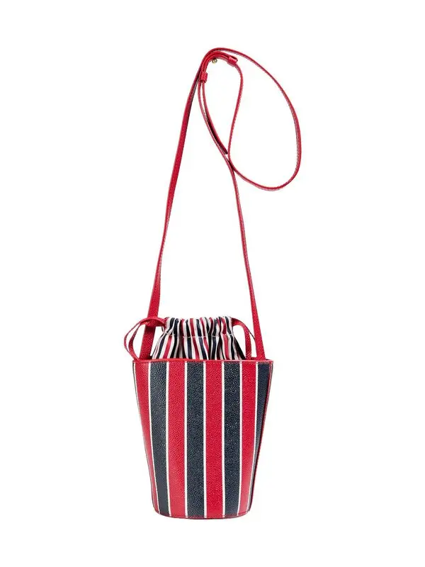 Thom Browne Striped Pebbled-leather Crossbody Bag - Red