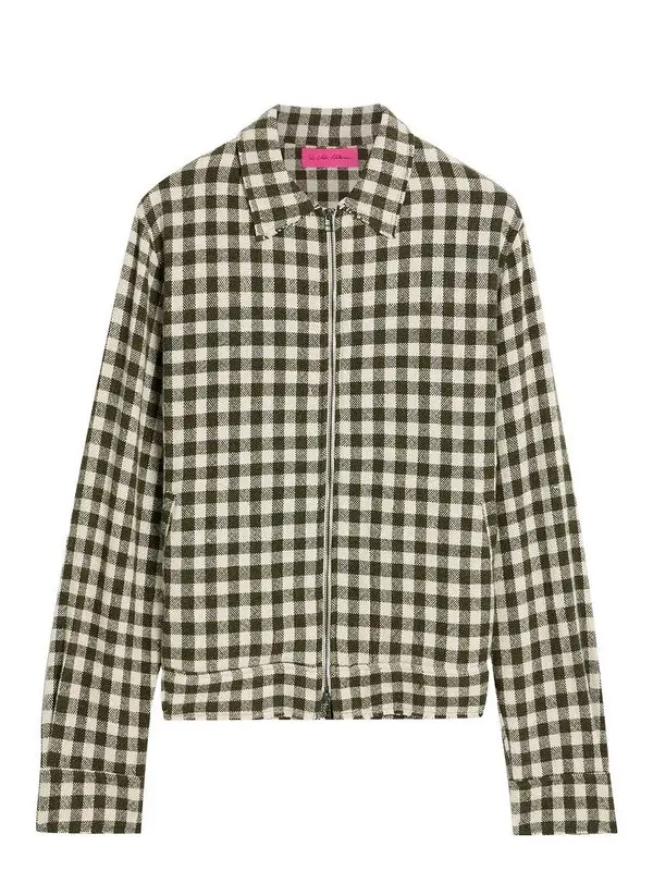 THE ELDER STATESMAN Gingham Cashmere Jacket - Forest Green