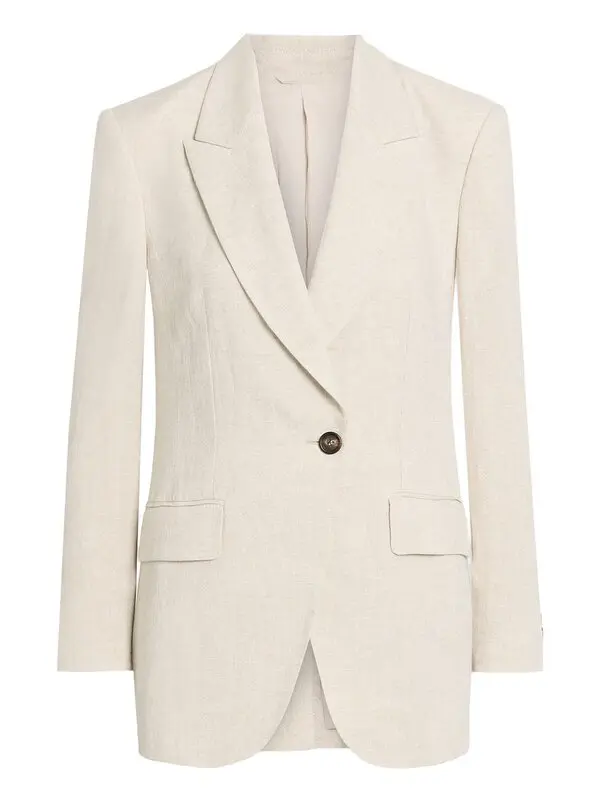 Brunello Cucinelli Metallic Linen-blend Blazer - Ecru