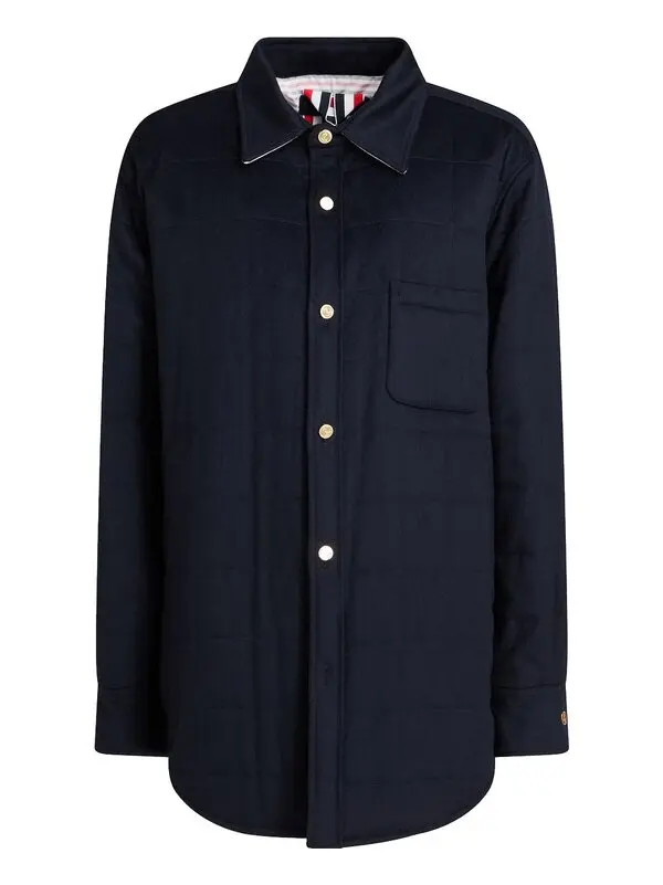 Thom Browne Quilted Cashmerefelt Down Overshirt - Midnight Blue