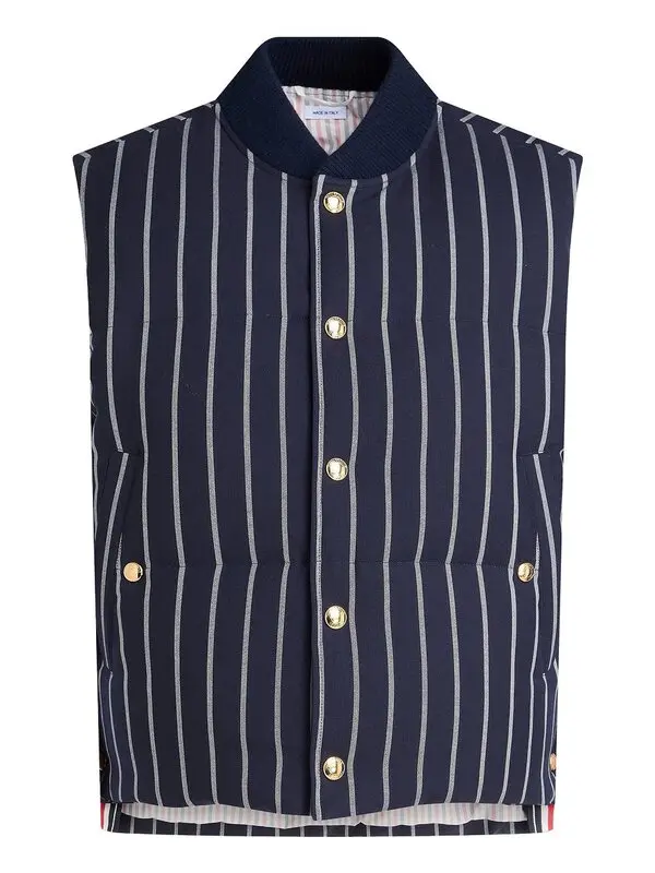 Thom Browne Striped Wool Down Vest - Midnight Blue