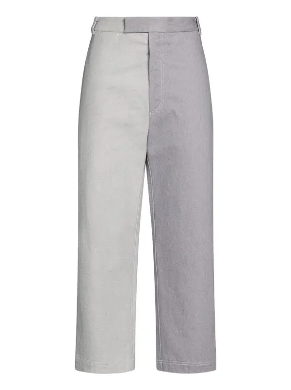 Thom Browne Two-tone Cotton-gabardine Trousers - Gray