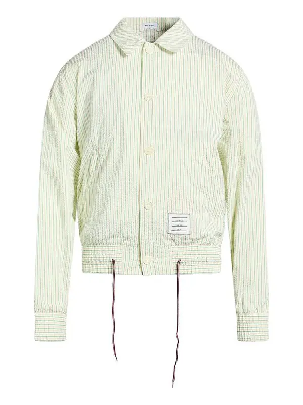 Thom Browne Striped Cottonseersucker Overshirt - Light Green
