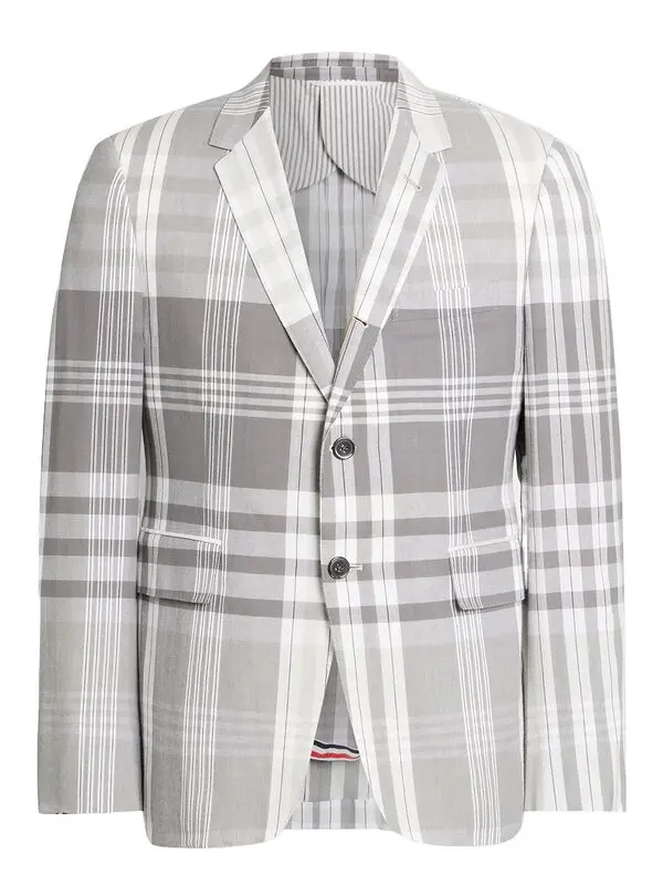 Thom Browne Checked Cotton Blazer - Light Gray